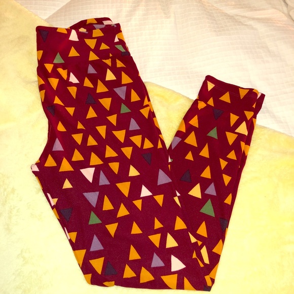 LuLaRoe | Pants & Jumpsuits | Lula Roe Burgundy Triangle Euc Soft ...
